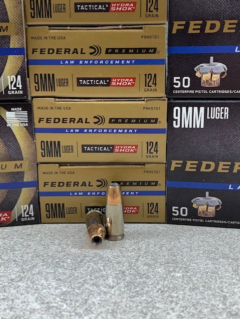250 Rounds Federal Hydra-Shok 9MM 124 Grain Hollow Point - Pistol ...